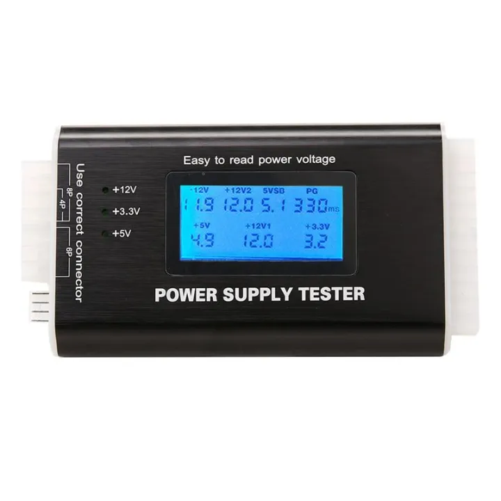 Computer Power Supply Diagnostic Tester Aluminum Box PC LCD 20/24 Pin 4 ...