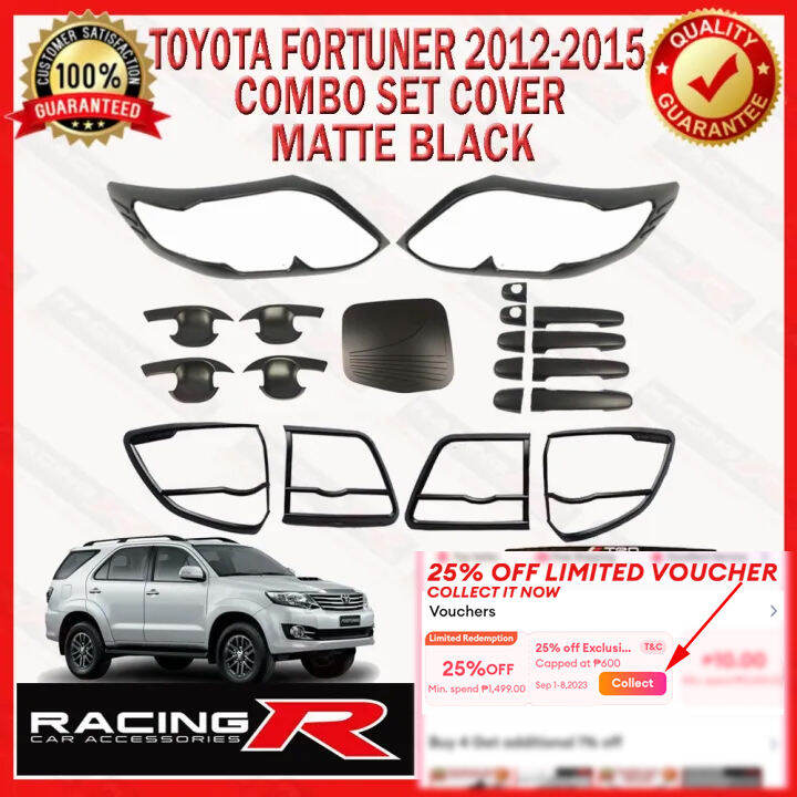 Toyota Fortuner 2012 to 2015 Combo Set Matte Black Garnish Cover [ Free ...
