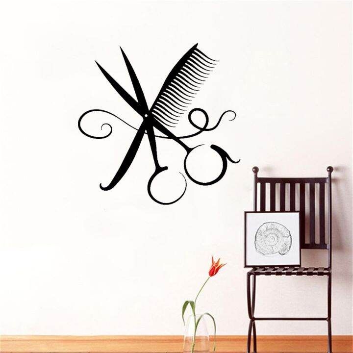 【hot】☄ Barber Shop Wall Sticker For Haircut Room Pvc Wallpaper Mural ...