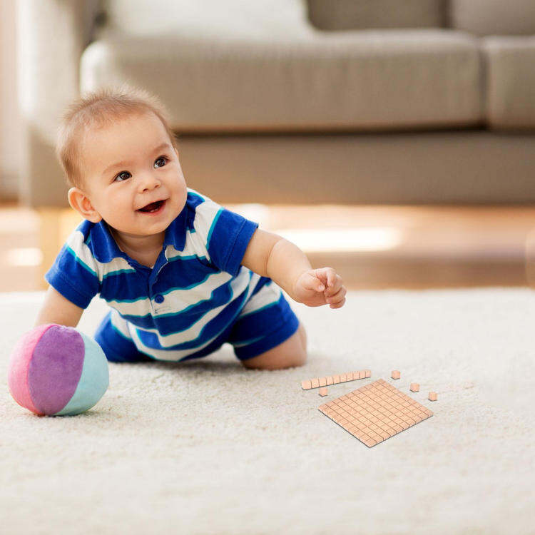 Wooden Math Block Educational Wood Square Blocks Decimal Teaching ...