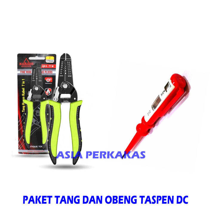 SET TANG KUPAS KABEL 7 IN 1 + TESPEN LISTRIK / Tester tegangan Listrik ...