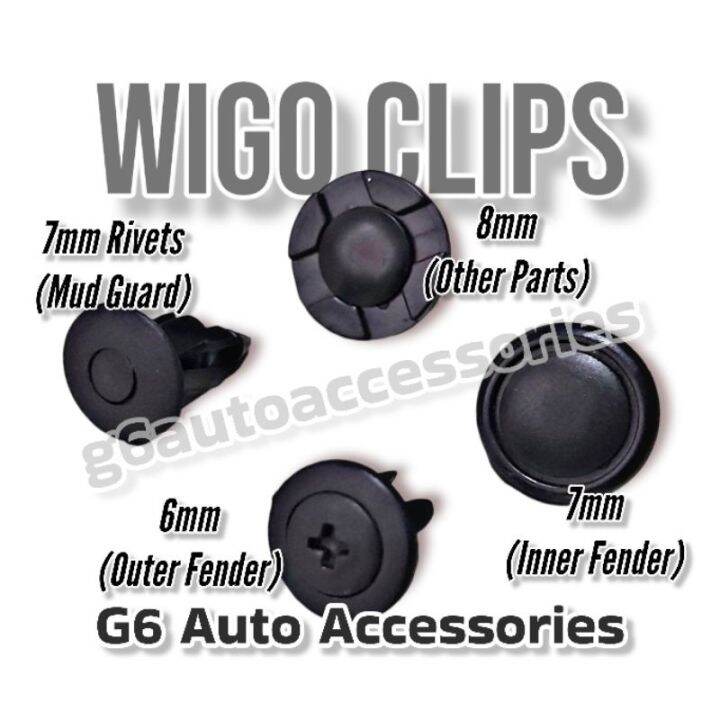 10pcs of 6/7/8mm Toyota Wigo Bumper Clips Inner Fender Liner Mud Guard ...