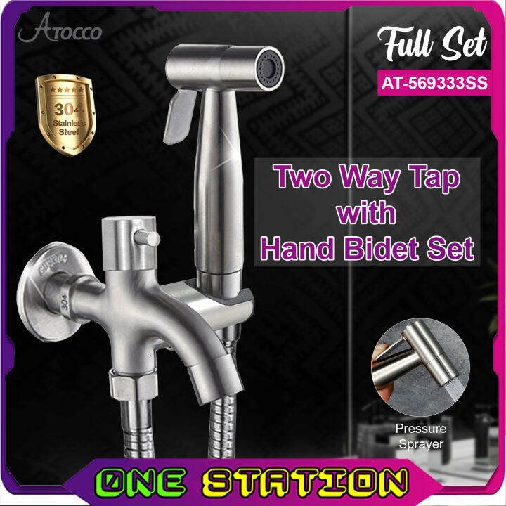 AT-569333SS Hand Bidet Hose Toilet FULL SET 304 Stainless Steel Two Way ...