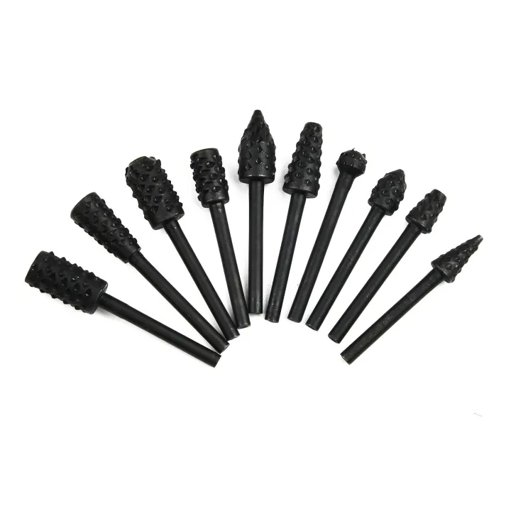 10* Woodworking Rotary Burr Wood Carving File Rasp Drill Bit 1/8 Shank ...
