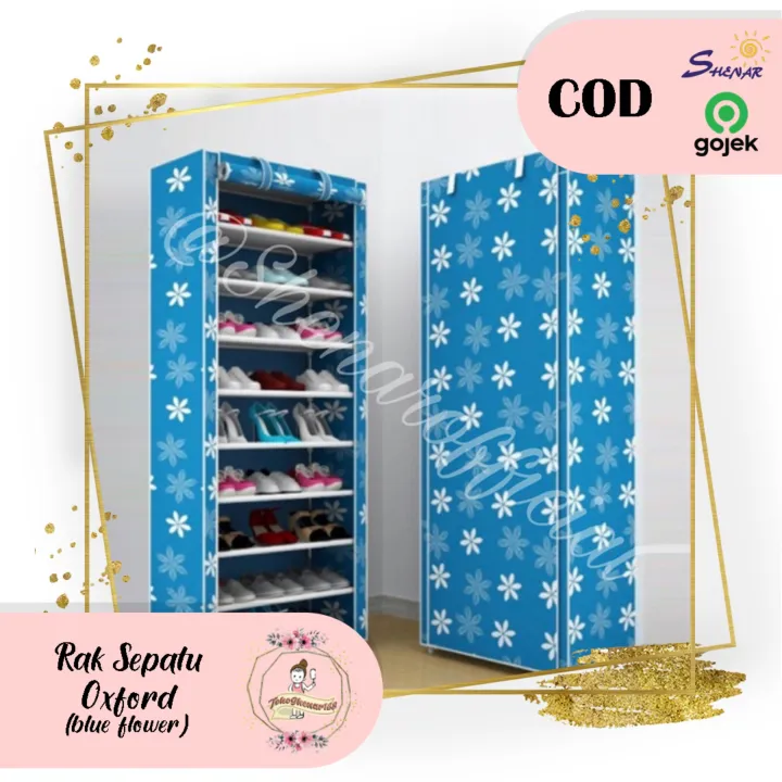 RAK SEPATU/RAK RAKIT/RAK PORTABLE/ KAIN OXFORD 10 SUSUN (2KG) TERBARUU ...