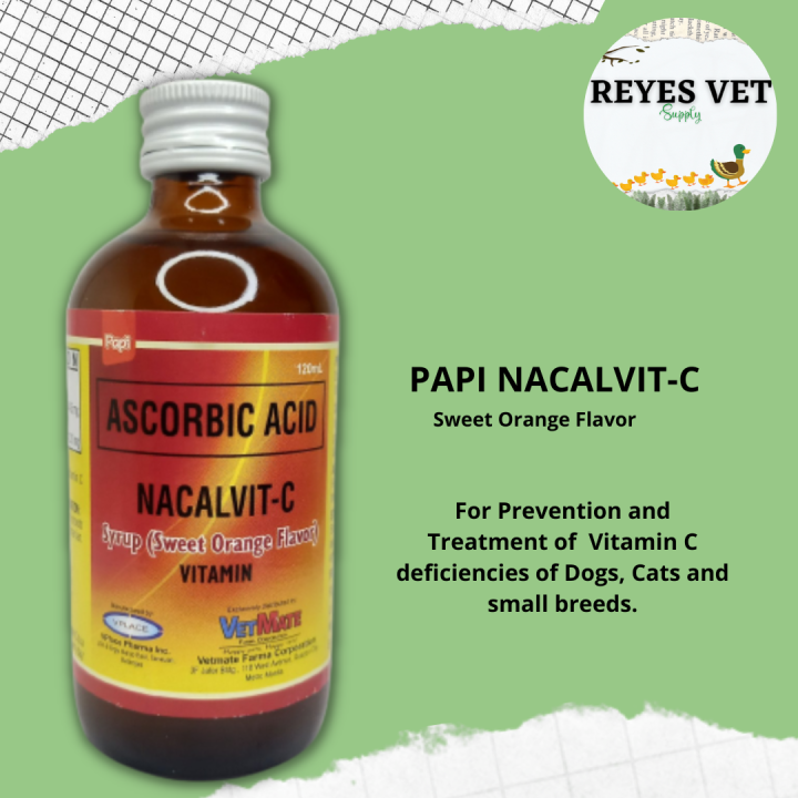 [VET SUPPORT] PAPI NACALVIT-C 120mL Ascorbic Acid for Pets with Sweet ...