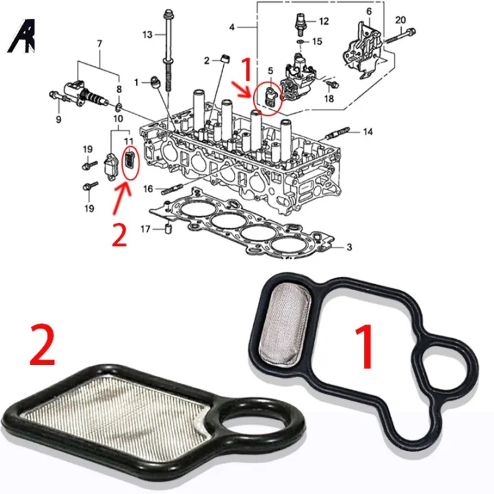 2pcs VTEC Solenoid Gasket Spool Valve VTC Filter Screen Seal For Honda ...