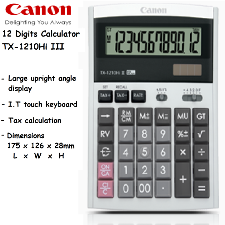 Canon 12 digit desktop calculator TX-1210HI III TX1210 TX 1210 with Tax ...