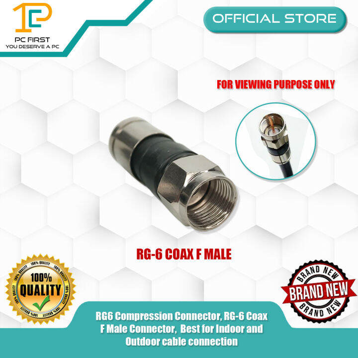 RG6 Compression Connector, RG-6 Coax F Male Connector, Best for Indoor ...
