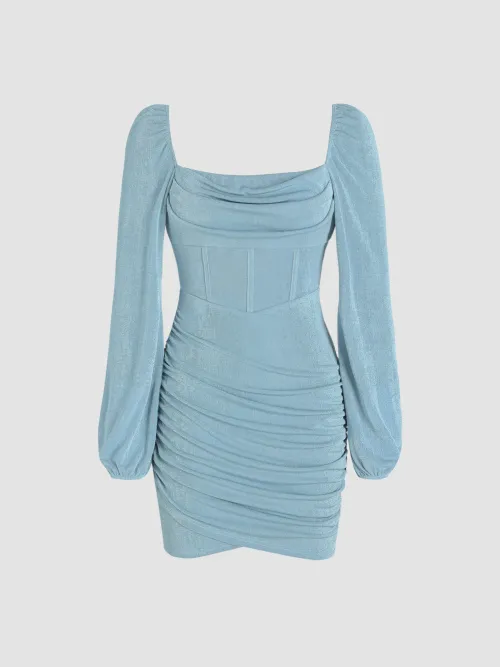 Cider Solid Corset Ruched Mini Dress | Lazada.co.th