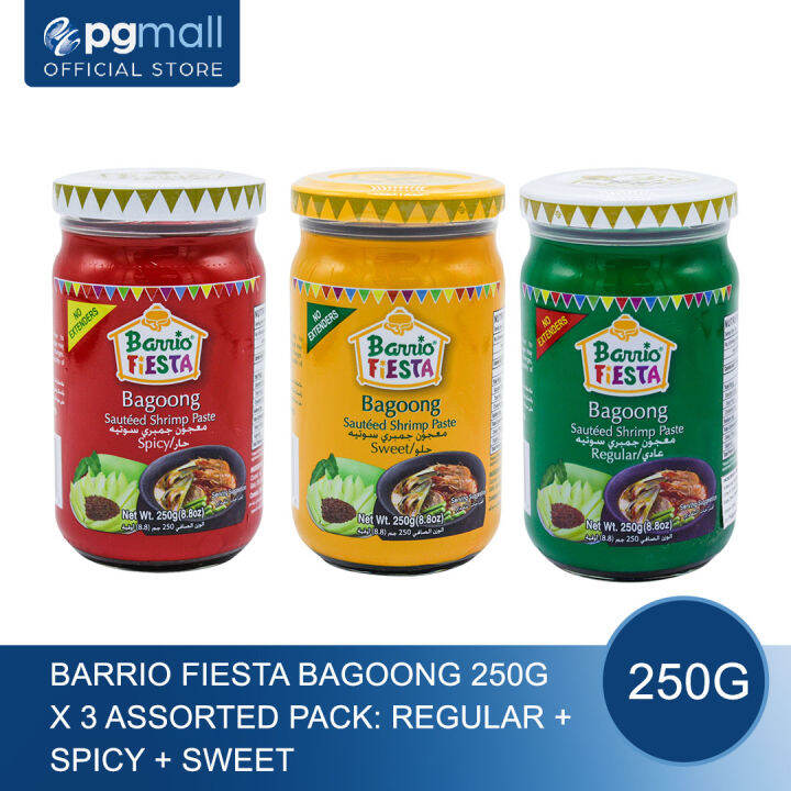 BARRIO FIESTA BAGOONG 250G X 3 ASSORTED PACK: REGULAR + SPICY + SWEET ...