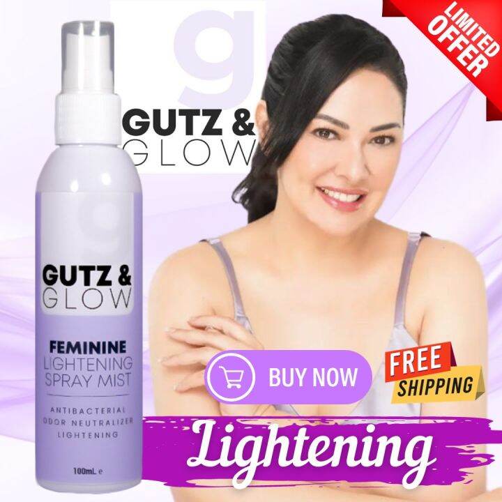 Gutz and Glow Feminine Lightening Spray Mist 100ml bottle antibacterial and odor-neutralizing ...