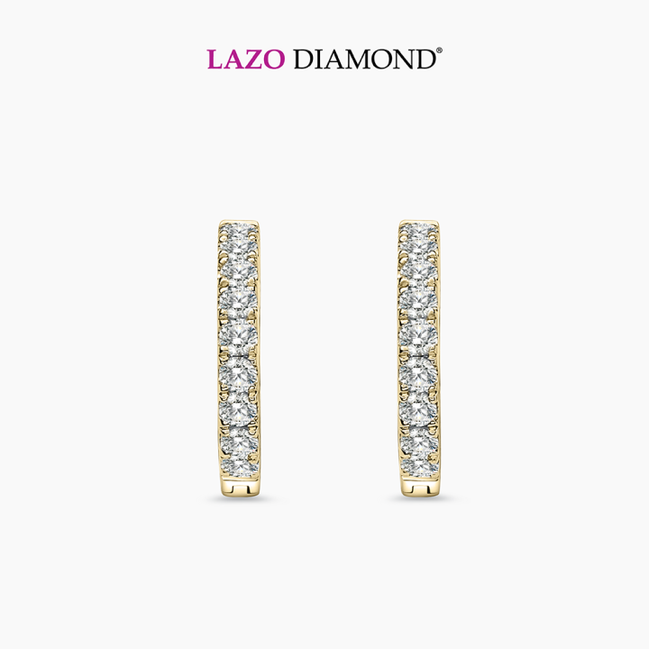 LAZO DIAMOND Pavé Diamond Hoop Earrings in 18k Yellow Gold | Lazada