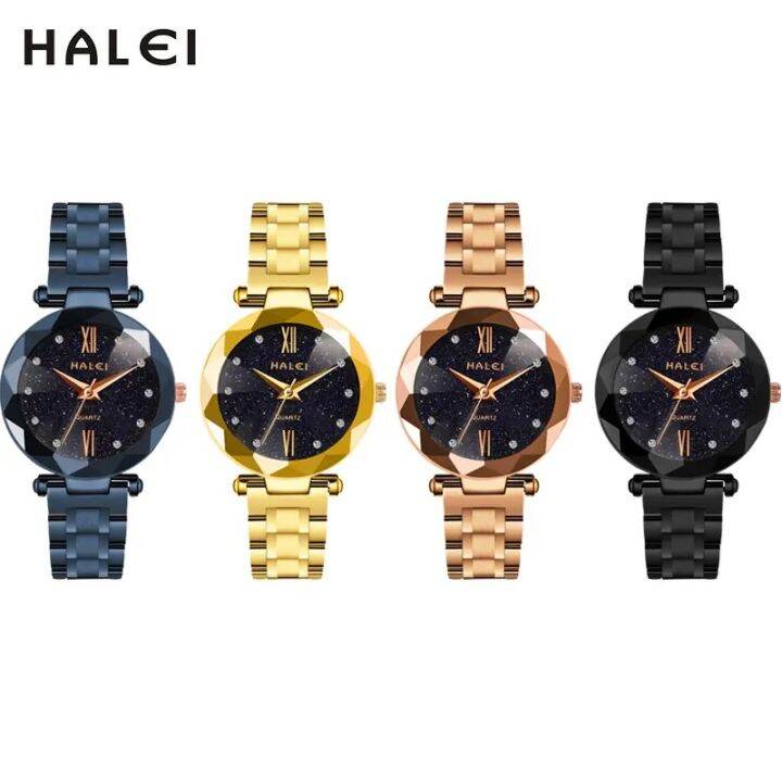 HALEI Original Watch Women Luxury Jam Tangan Perempuan Wanita Waterproof Quartz Stainless Steel ...