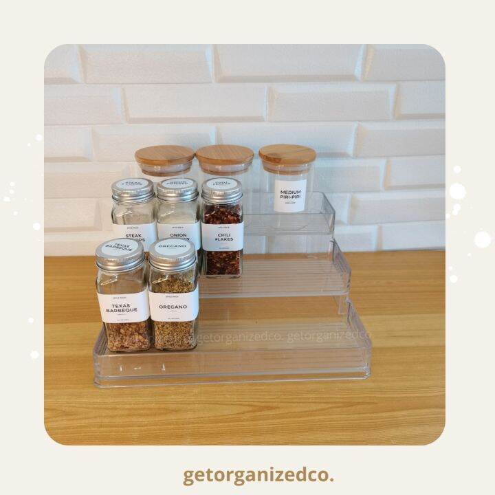 Acrylic Three (3)Tier Layer Riser Spice Rack for Spices, Seasoning ...