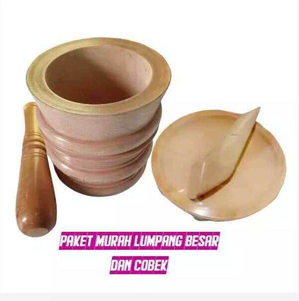 PAKET HEMAT LUMPANG KAYU DAN COBEK UKURAN JUMBO / SET LUMPANG DAN COBEK ...
