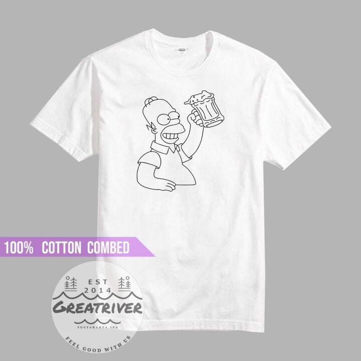 kaos distro the simpsons outline homer drink | Lazada Indonesia