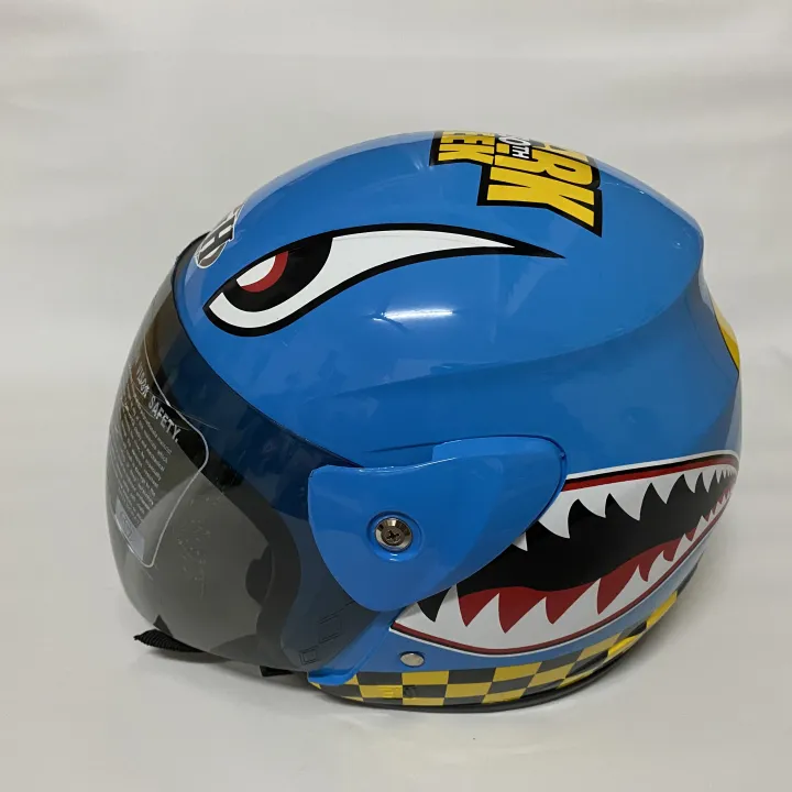 Helm Evo Shark Biru Glossy Half Face Helmet Nouvo Helem SNI Dewasa ...