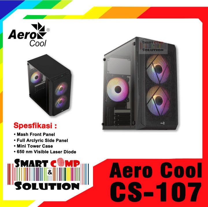 Casing AeroCool CS107 / CS-107 - Mini Tower PC Case Mesh Acrylic M-ATX | Lazada Indonesia