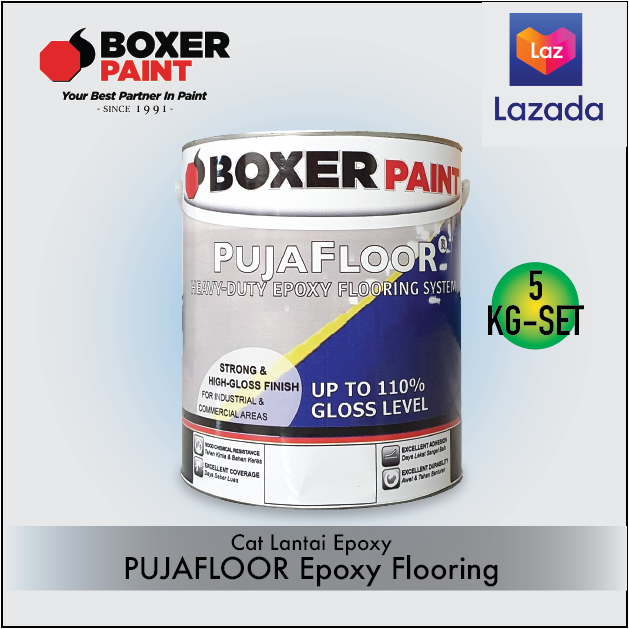 CAT Lantai Beton Epoxy PUJAFLOOR TOP COAT Heavy-Duty Epoxy Flooring ...