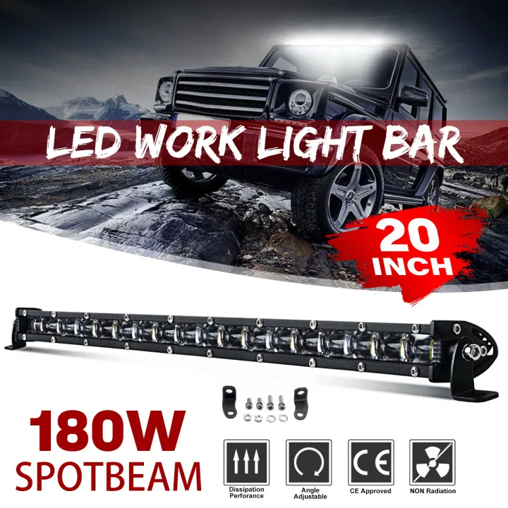 【20inch】(Spot-WHITE) 180W 18led IP67 Car LED Projector Work Light Bar ...