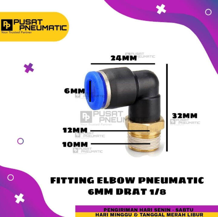 PL 6-01 Nepel Angin Fitting Pneumatic Elbow Male Selang 6mm Drat 1/8" MPL 6-01 | Lazada Indonesia