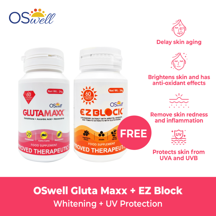 OSwell Gluta Maxx Chewable Tablet for Whitening and Antioxidant 400mg ...