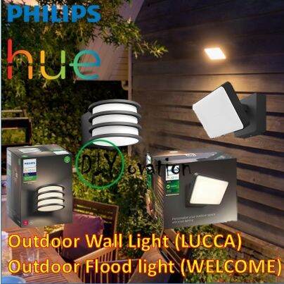Philips HUE Outdoor Wall Light (Lucca)/ Outdoor floodlight (Welcome ...