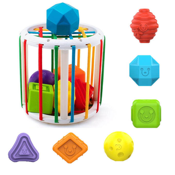 Baby Shape Sorting Toy, Sorting Baby Toy with Elastic Bands, Sensory ...
