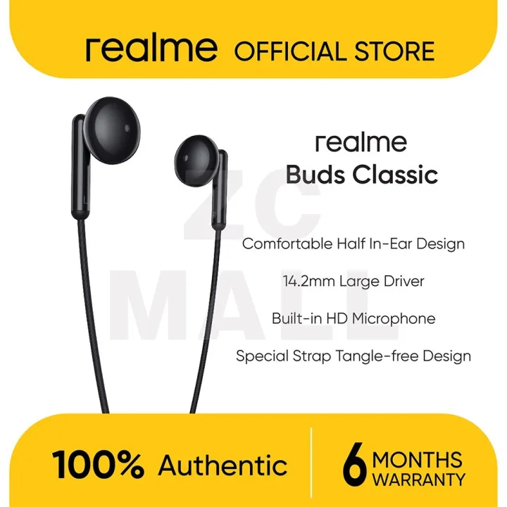 🍉【COD】Realme Buds Classic Earphone 3.5mm In-Ear Wired Music Earbuds ...