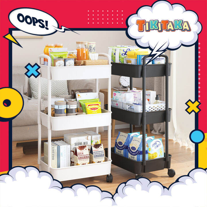 Kids Small Trolley Rack Floor Space-saving Storage Cart Mobile Snacks ...