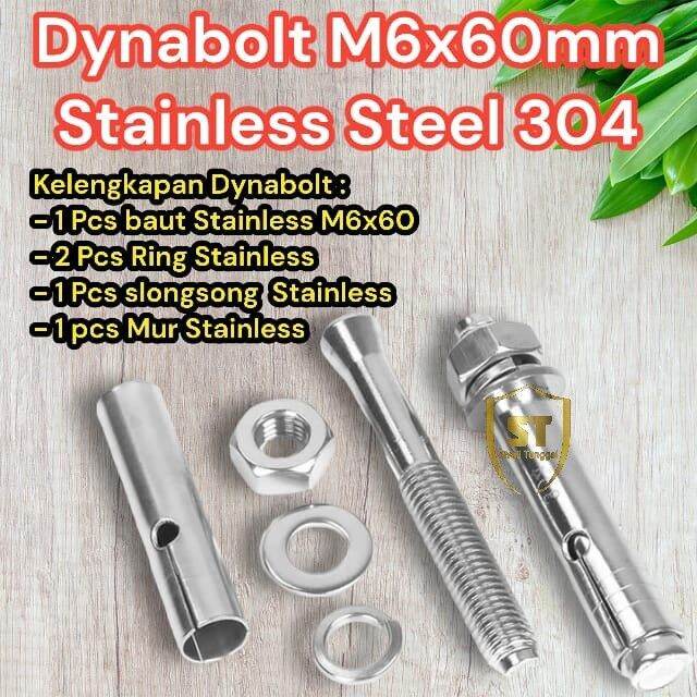 DYNABOLT/ANCHOR BOLT M6×60 STAINLESS 304 | Lazada Indonesia