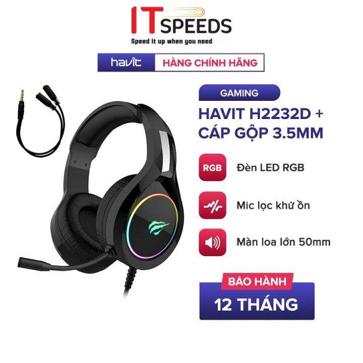 Tai Nghe Gaming Headphone HAVIT H2232D Driver 50 Đèn RGB Mic Khử Ồn Đa ...