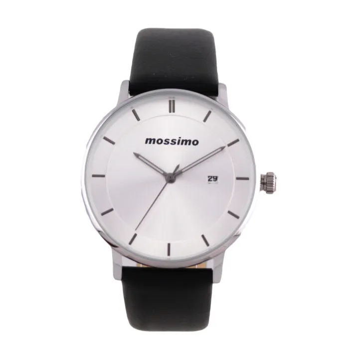 Mossimo Kenny Men Black Leather Strap Analog Watch MS-1829G-IPSBLK ...