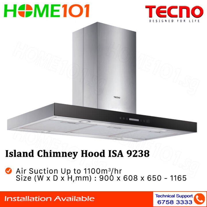 Tecno Island Chimney Hood 90cm ISA 9238 | Lazada Singapore