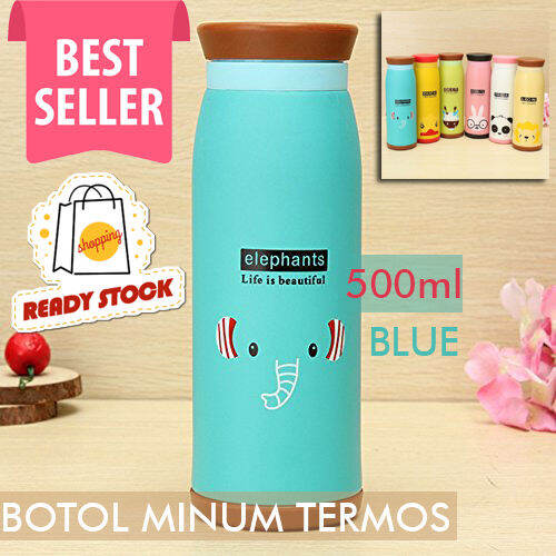 Colourful Cute Cartoon Elephant Thermos Insulated Mik 500ml Botol Air ...