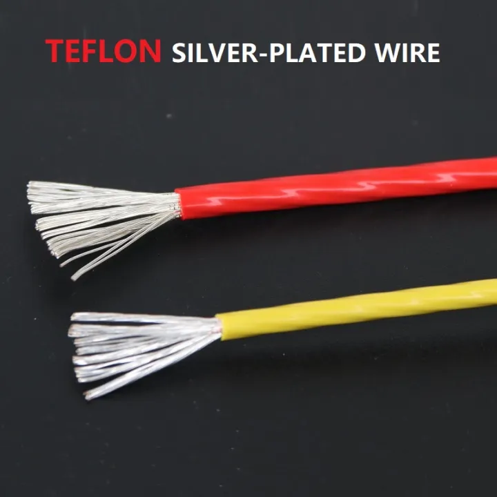 2Meter 2.5 mm² ลวดชุบเงินเทฟลอน PTFE สายทองแดงปลอดสาร Oxyten สายสัญญาณ ...