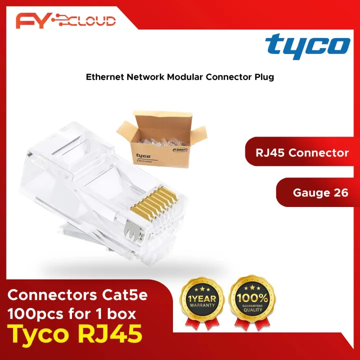 Tyco RJ45 Connectors Cat5e (100pcs for 1 box) Ethernet Network Modular ...
