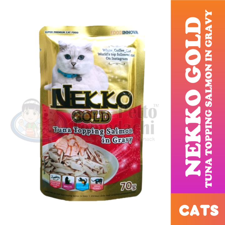 Nekko Gold Pouch Tuna Topping Salmon in Gravy 70g Cat Food Wet Food ...