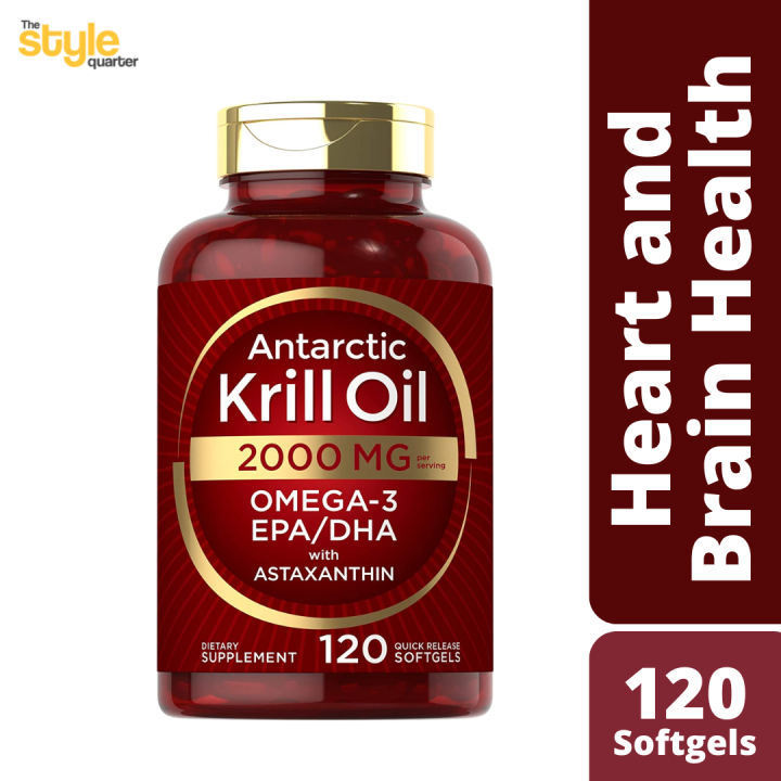 Antarctic Krill Oil 2000 mg 120 Softgels | Omega-3 EPA, DHA, with Astaxanthin Supplement Sourced ...