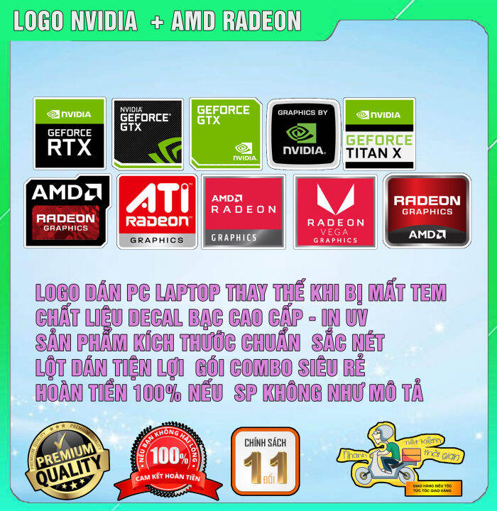 (STICKER) 10 TEM LOGO VGA RỜI CARD ĐỒ HỌA GPU NVIDIA (GRAPHIC CARDS ...