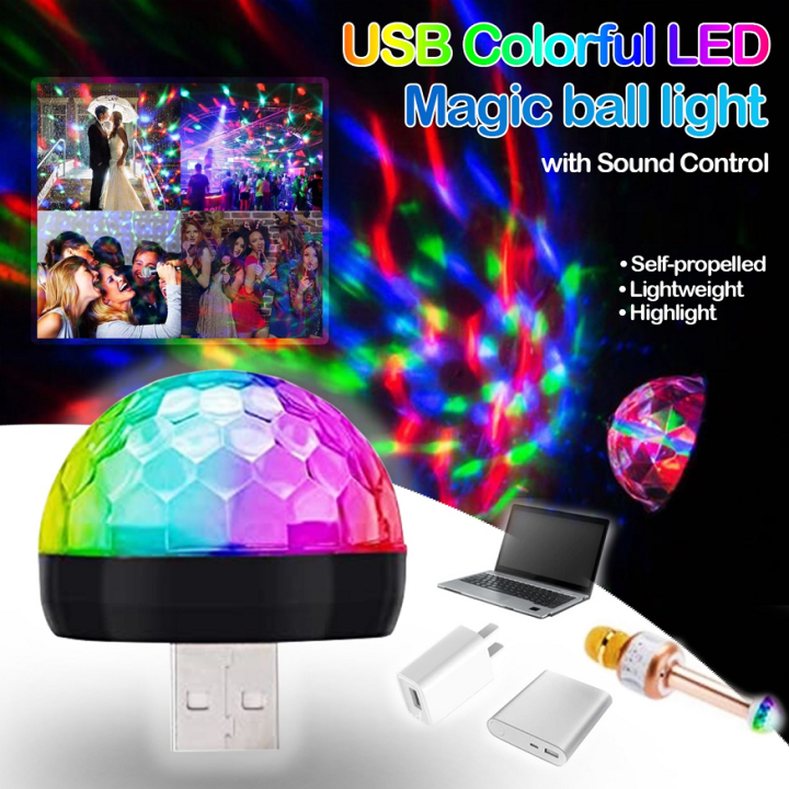 E-STORE RGB Mini USB Disco Light Bulb LED DJ Party Portable Crystal ...