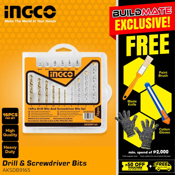 INGCO Drill Bits & Screwdriver Bits Set 16PCS 19PCS [SOLD PER SET ...
