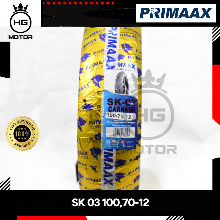 BAN TUBELESS PRIMAAX SK03 SK 03 100/70 110/70 120/70 RING 12 CARNAGE ...