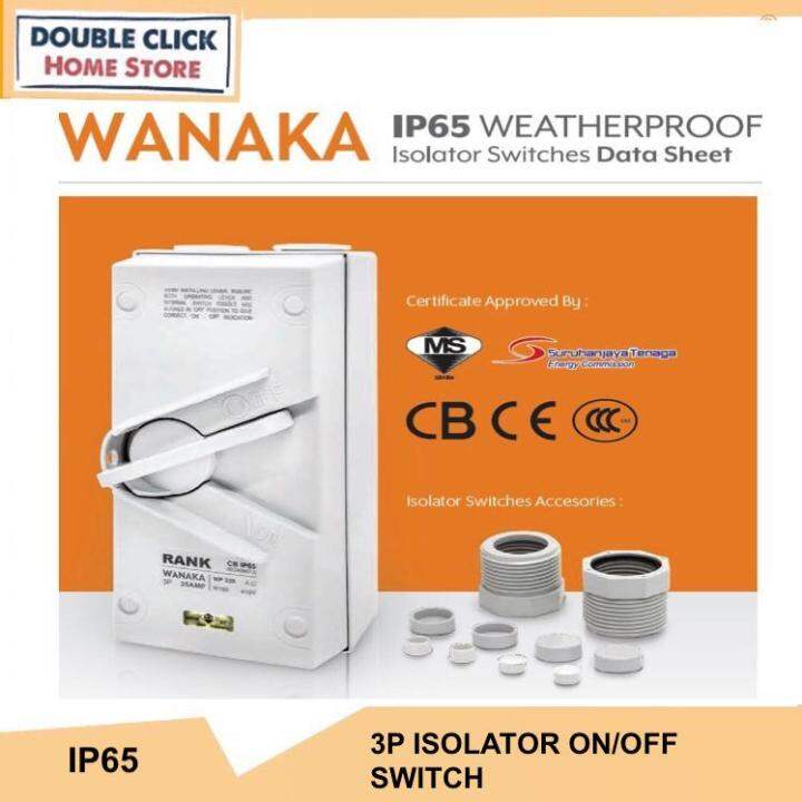 Heavy duty IP65 3 Pole Weatherproof Waterproof Isolator on/off Switch ...