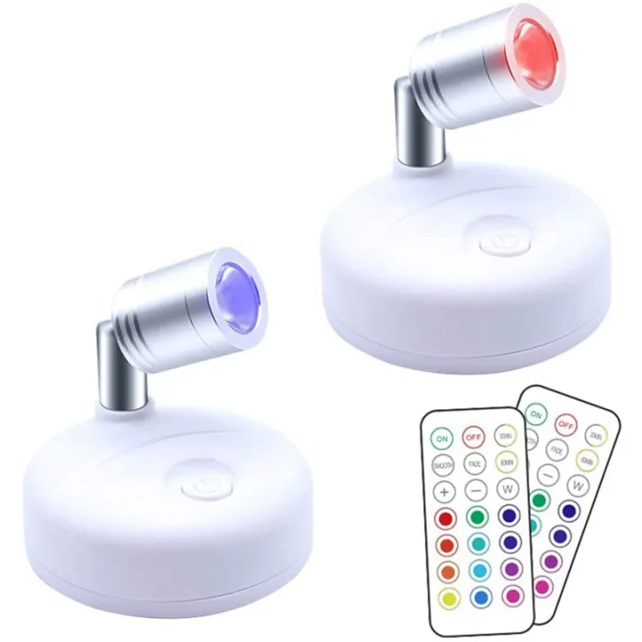 RGB Wireless Spotlight Indoor, Battery Operated Mini Accent Lights with ...