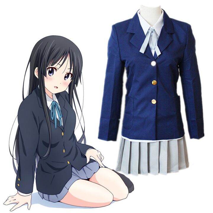 Anime K On Mio Akiyama Cosplay Costume School Uniforms Halloween Yui ...