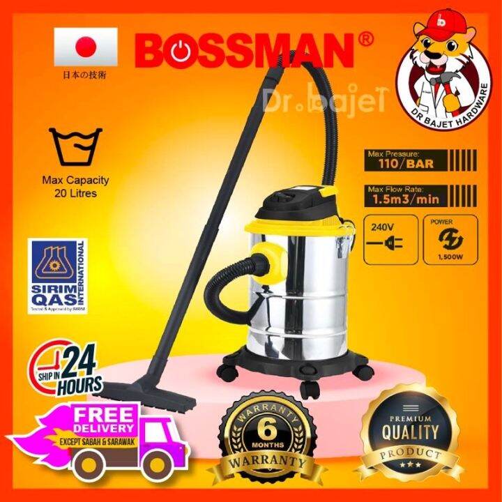 Bossman 20Litre Wet & Dry Vacuum Cleaner 1500W BSV20 | Lazada
