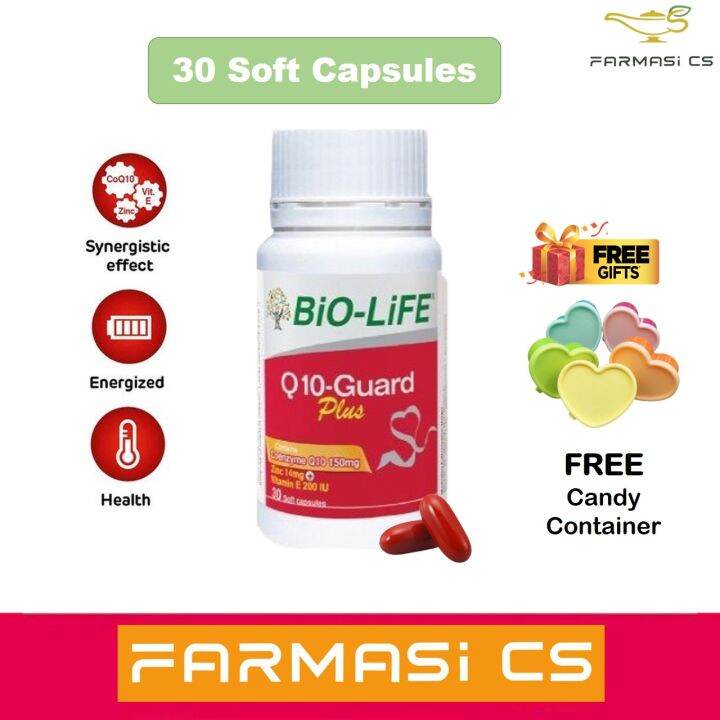 BIO-LIFE Q10-Guard Plus 30 soft capsules Free Candy Container EXP:02/ ...