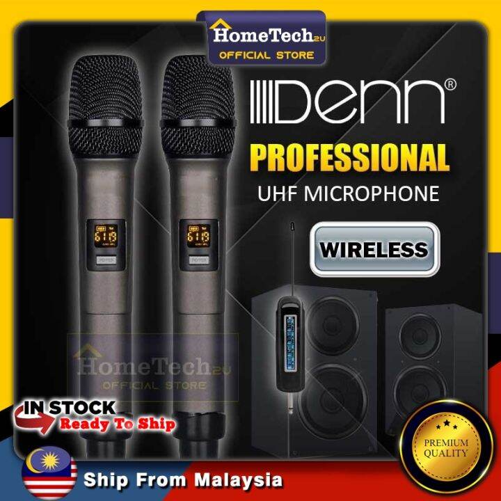 Denn Wireless Microphone UHF Channel Karaoke Handheld Mic Dual Handheld ...